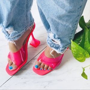Girl’$ Culture | Shoes | Hot Pink Pvc Triangle Heel | Poshmark
